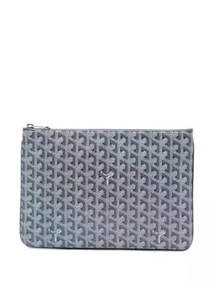 Goyard Senat Mm Clutch Bag In Coated Canvas - Grey
