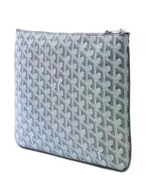 Goyard Senat Mm Clutch Bag In Coated Canvas - Grey