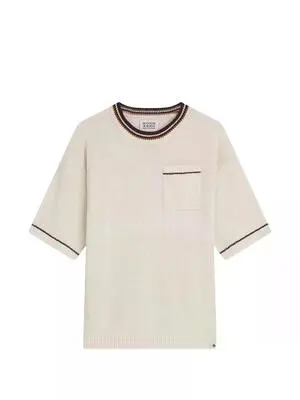Scotch & Soda Knitted Cotton T-shirt - Neutrals