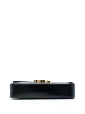 Celine Shiny Calfskin Triomphe Claude Shoulder Bag - Black