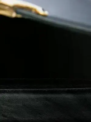Celine Shiny Calfskin Triomphe Claude Shoulder Bag - Black