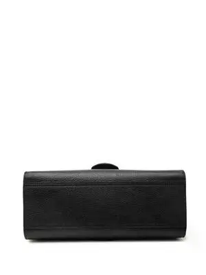 Gucci Small Gg Marmont Grained Calfskin Top Handle Satchel - Black