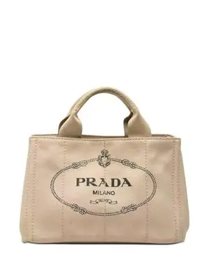 Prada 2013-2026 Small Canvas Canapa Logo Tote Satchel - Neutrals