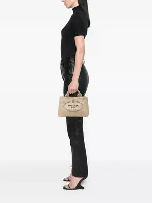 Prada Canvas Canapa Logo Tote - Neutrals