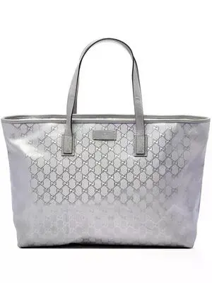 Gucci 2016-2026 Large Gg Imprime Tote Bag - Silver
