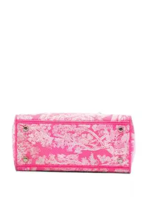 Dior 2022 Medium Embroidered Canvas Toile De Jouy Lady D Lite Satchel - Pink