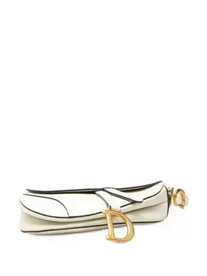 Dior Grained Calfskin Saddle Shoulder Bag - White