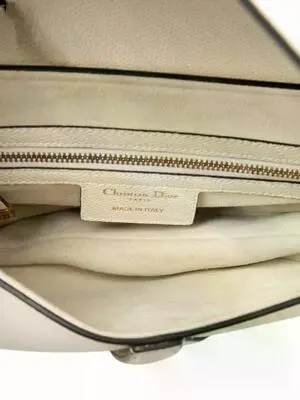 Dior Grained Calfskin Saddle Shoulder Bag - White