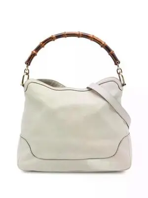 Gucci 2016-2026 Calfskin Bamboo Diana Satchel - White
