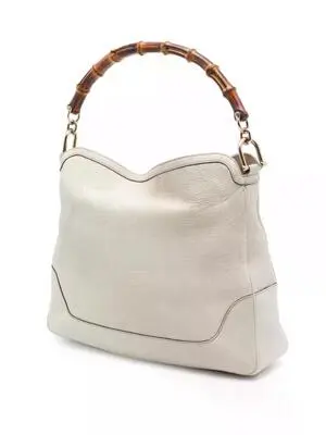Gucci Calfskin Bamboo Diana Satchel - White