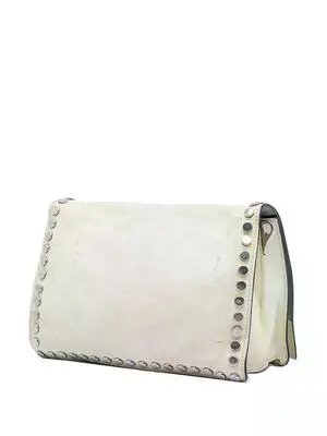 Prada Glace Calfskin Studded Flap Satchel - White