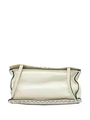 Prada Glace Calfskin Studded Flap Satchel - White