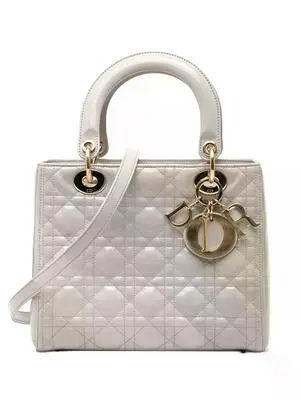 Dior 2011 Medium Patent Cannage Lady Satchel - Grey
