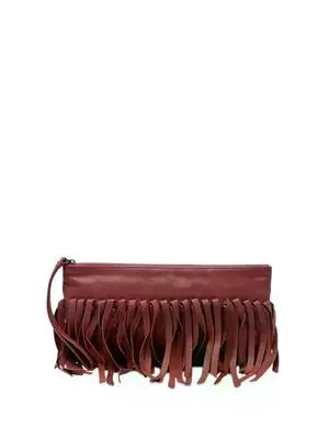 Bottega Veneta 2012-2026 Lambskin Intrecciato Fringe Clutch Bag - Red