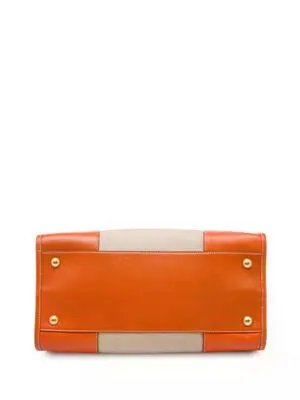 Prada Saffiano Trimmed Canvas Canapa Satchel - Neutrals