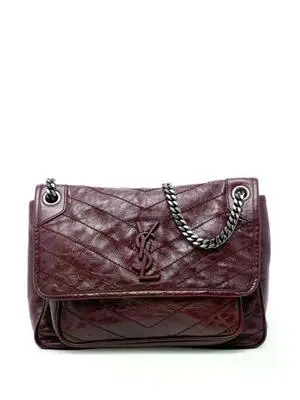 Saint Laurent 2018 Medium Crinkled Calfskin Niki Shoulder Bag - Red
