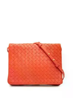 Bottega Veneta 2012-2026 Nappa Intrecciato Flap Crossbody Bag - Orange