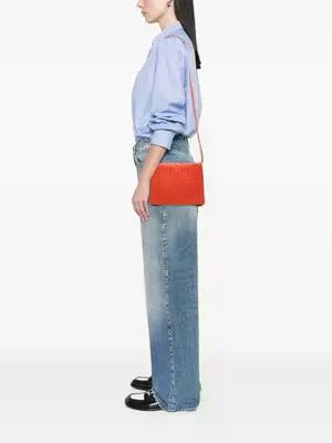 Bottega Veneta Woven Nappa Leather Flap Crossbody Bag - Orange