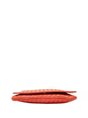 Bottega Veneta Woven Nappa Leather Flap Crossbody Bag - Orange