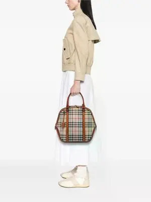Burberry Haymarket Check Nylon Orchard Bowling Bag Satchel