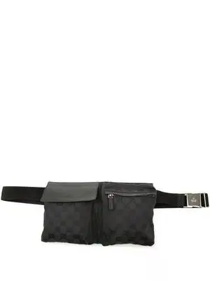 Gucci Gg Canvas Double Pocket Belt Bag - Black