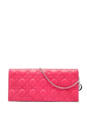 Dior Lambskin Cannage Lady Wallet On Chain Crossbody Bag - Pink