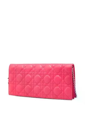 Dior Lambskin Cannage Lady Wallet On Chain Crossbody Bag - Pink