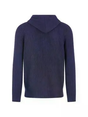 Brunello Cucinelli Ribbed-knit Zip-up Hoodie - Blue