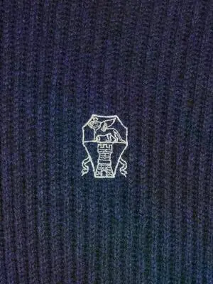 Brunello Cucinelli Ribbed-knit Zip-up Hoodie - Blue