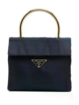 Prada 2013-2026 Tessuto Metal Top Handle Bag Handbag - Black