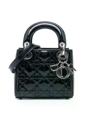 Dior 2016 Mini Patent Cannage Lady Satchel - Black