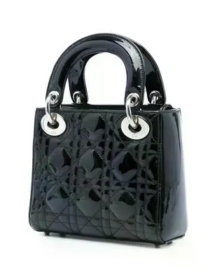Dior 2016 Mini Patent Cannage Lady Satchel - Black