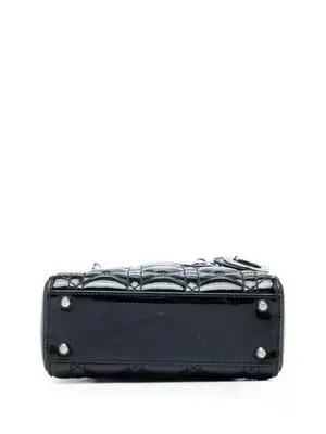 Dior 2016 Mini Patent Cannage Lady Satchel - Black