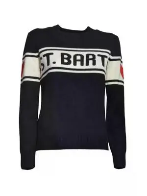 MC2 SAINT BARTH Logo-intarsia Heart-motif Sweater - Black