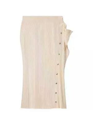 Stella McCartney Ribbed-knit Press-stud Midi Skirt - Neutrals