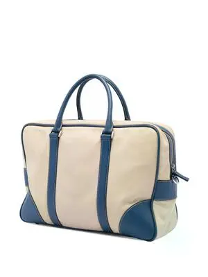 Prada Saffiano Trimmed Canvas Briefcase Business Bag
