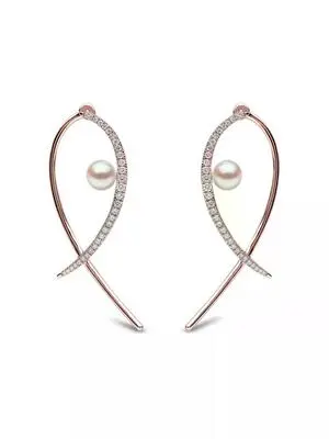 Yoko London 18k Rose Gold Pearl And Diamond Earrings - Pink
