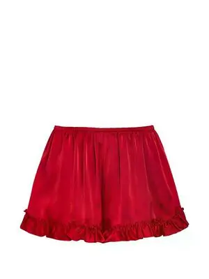 Simone Rocha Satin Gathered Ruffle Trim Shorts - Red