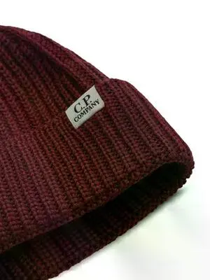 C.P. COMPANY Logo Patch Ribbed Beanie Hat