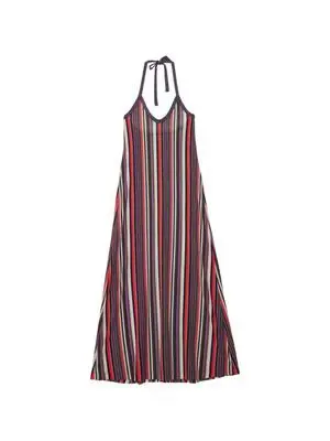 OTTOD'AME Striped Maxi Dress With Metallic Trim - Purple