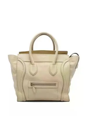 Celine 2010 Mini Drummed Calfskin Luggage Tote Bag - Neutrals