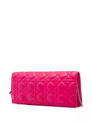 Dior 2013 Lambskin Cannage Lady Chain Convertible Clutch Crossbody Bag - Pink