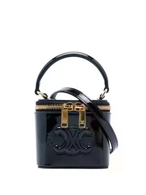 Celine 2001-2026 Mini Patent Cuir Triomphe Vanity Case Satchel - Black