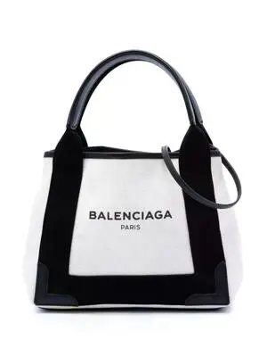 Balenciaga 2018 Canvas Navy Cabas Xs Satchel - Black