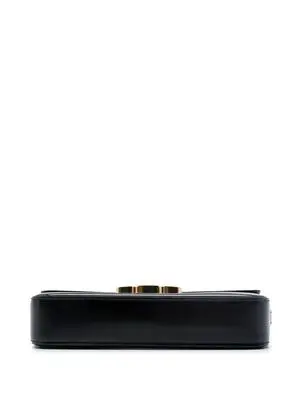 Celine 2021 Shiny Calfskin Triomphe Claude Shoulder Bag - Black