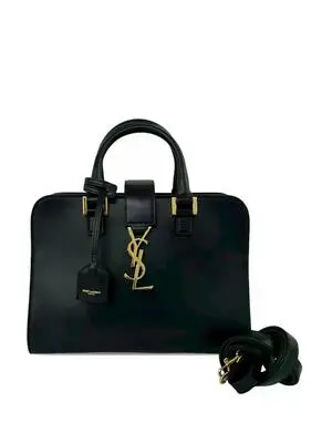 Saint Laurent 2014-2022 Leather Monogram Cabas Satchel - Black