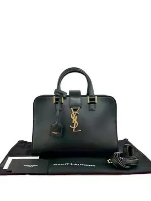 Saint Laurent 2014-2022 Leather Monogram Cabas Satchel
