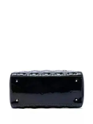 Dior Medium Patent Cannage Lady Satchel - Black