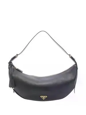 Prada 2013-2026 Large Calfskin Demi Lune Shoulder Bag - Black
