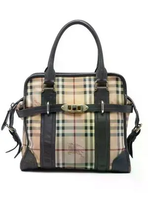 Burberry 2000-2017 Haymarket Check Coated Canvas Minford Portrait Satchel - Black